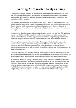 Writing A Character Analysis Essay | PDF