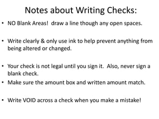 Checking- The Basics | PPT