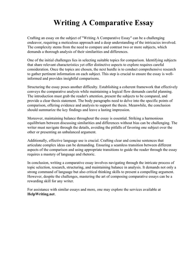 Writing A Comparative Essay | PDF | Homework and Study | Education