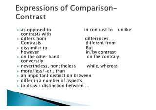 Writing A Comparison-Contrast Paragraph | PPT