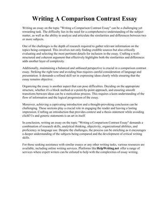 Writing A Comparison Contrast Essay. . Compare and contrast essay ...