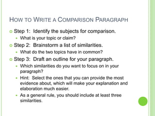 Writing a comparison paragraph | PPTX