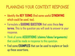 Writing a Context Essay: Revision of Structure | PPT