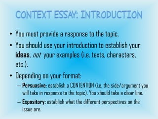 Writing a Context Essay: Revision of Structure | PPT