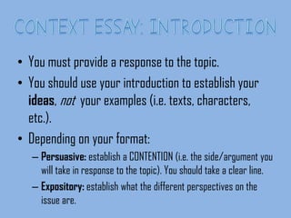 Writing a context essay - an approach to structure | PDF