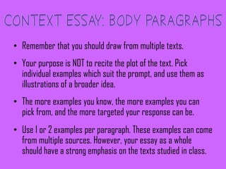 Writing a context essay - an approach to structure | PDF