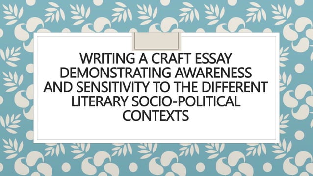 Writing a Craft Essay.pptx | Books and Literature