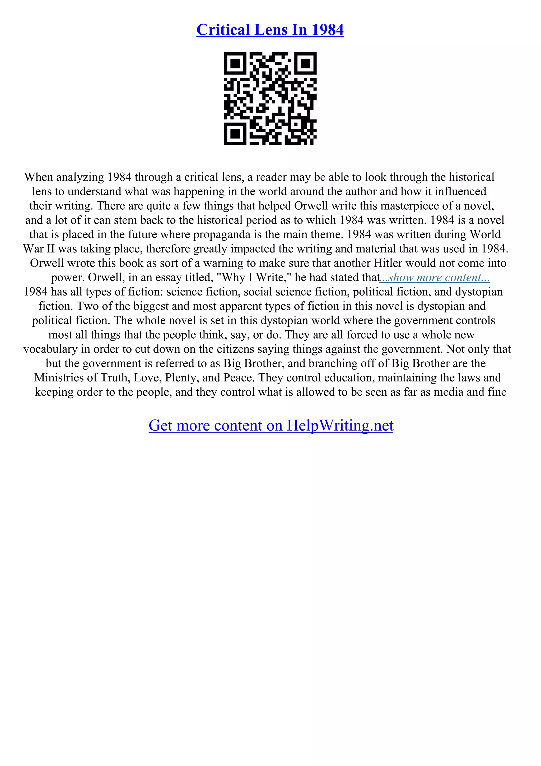 Writing A Critical Lens Essay | PDF