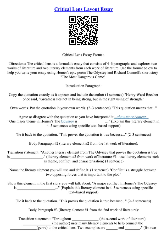 Writing A Critical Lens Essay | PDF