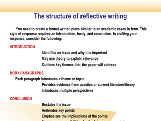 Communications: Writing a critical reflection | PPT