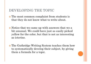 WRITING ACROSS THE CURRICULUM | PPT