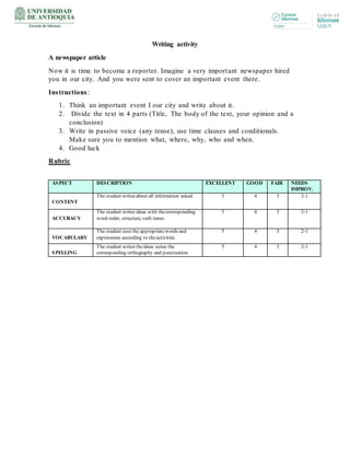 Writing activity | PDF
