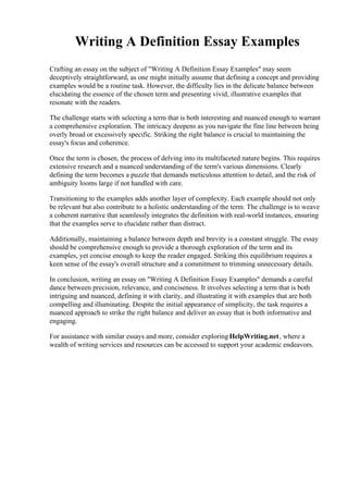 Writing A Definition Essay Examples | PDF