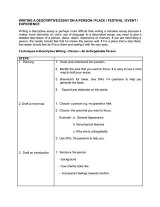 Writing a descriptive essay person | DOCX