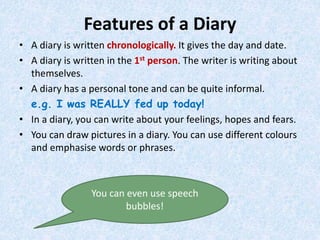 Writing a diary by David Webb | PPTX