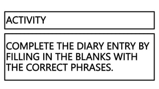 Mechanics of Writing a Diary Entry GR. 3 | PPTX