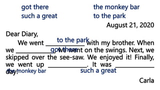 Mechanics of Writing a Diary Entry GR. 3 | PPTX