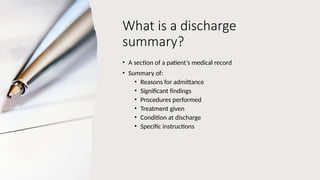 Writing a Discharge Summary for patoents.pptx