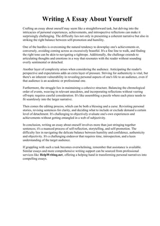 Writing A Essay About Yourself | PDF