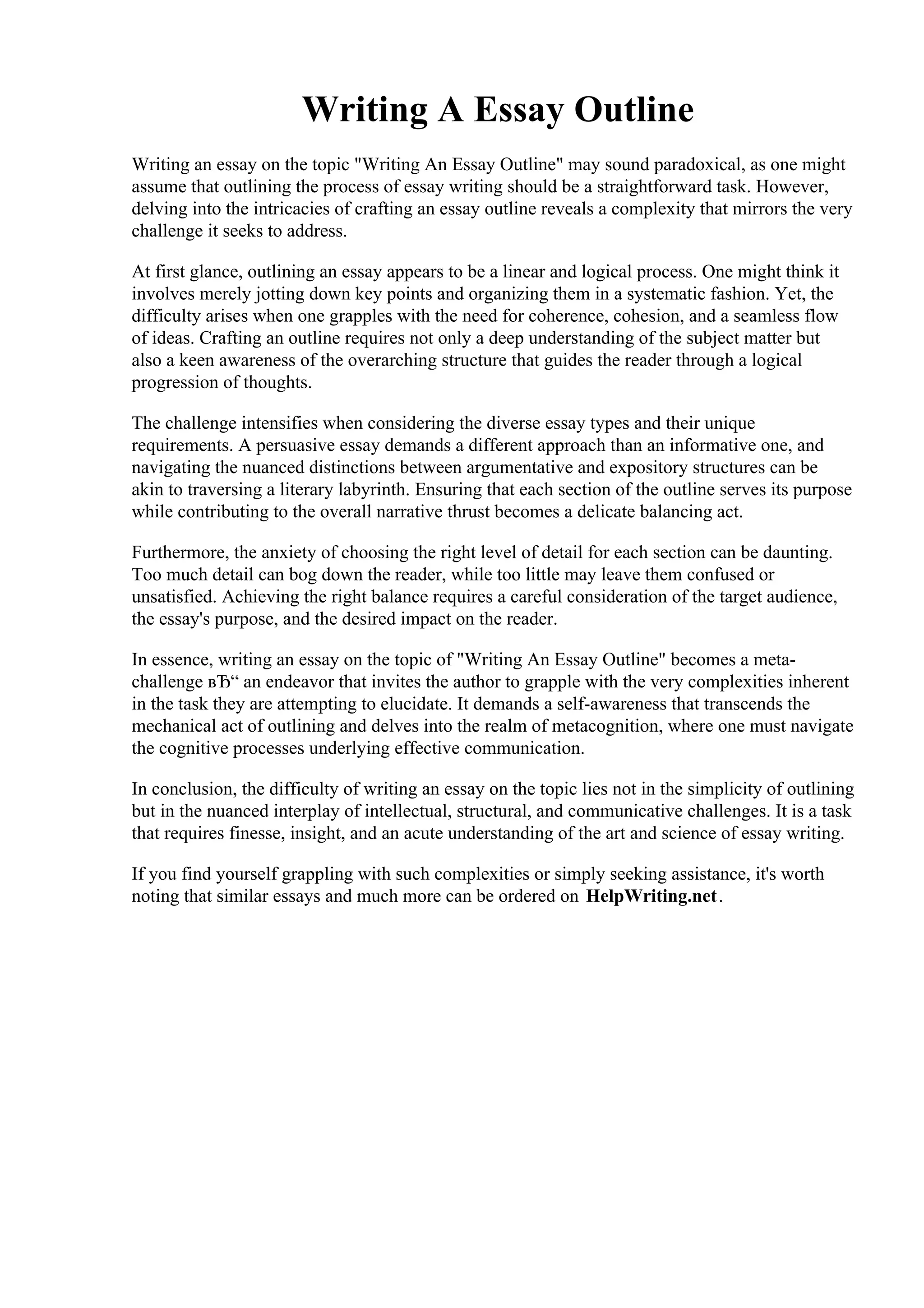 Writing A Essay Outline | PDF | Education