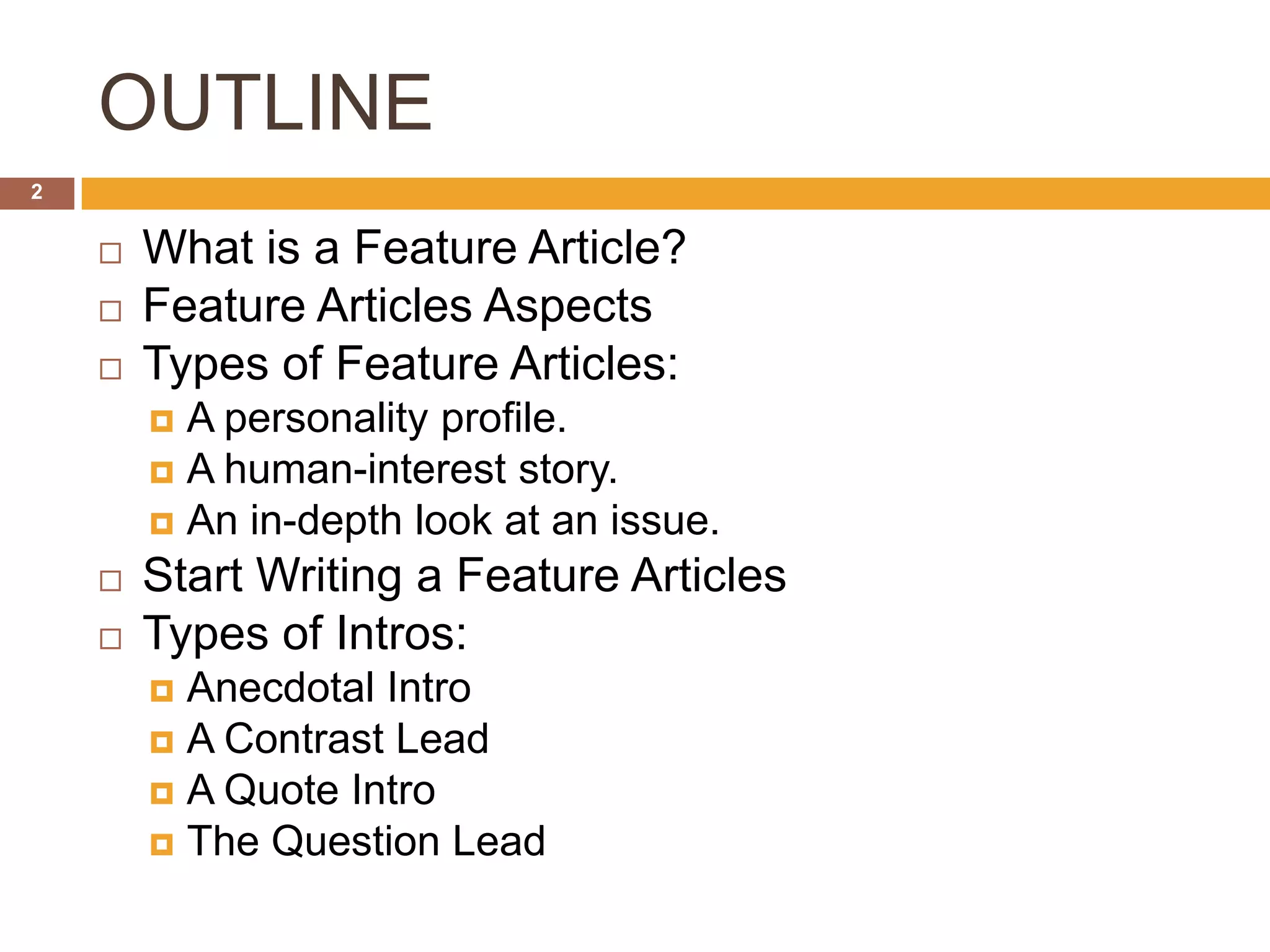 Writing a Feature Article | PPTX