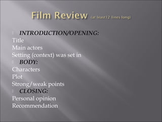 Writing a film review | PPT