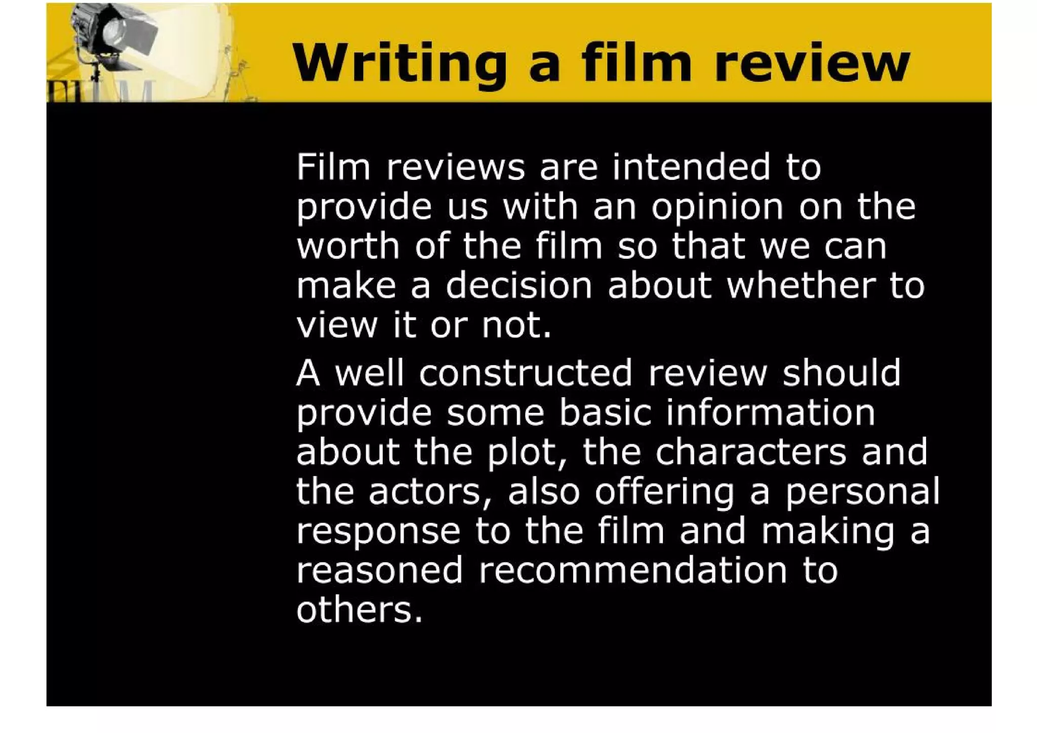 Writing A Film Review | PPT
