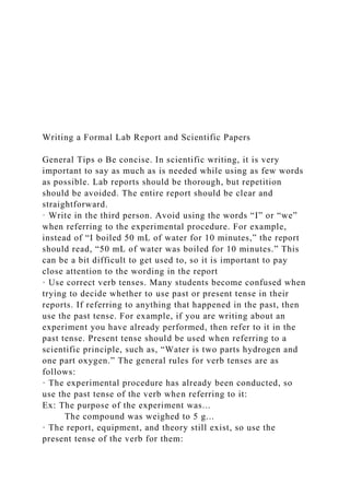 Writing a Formal Lab Report and Scientific PapersG.docx