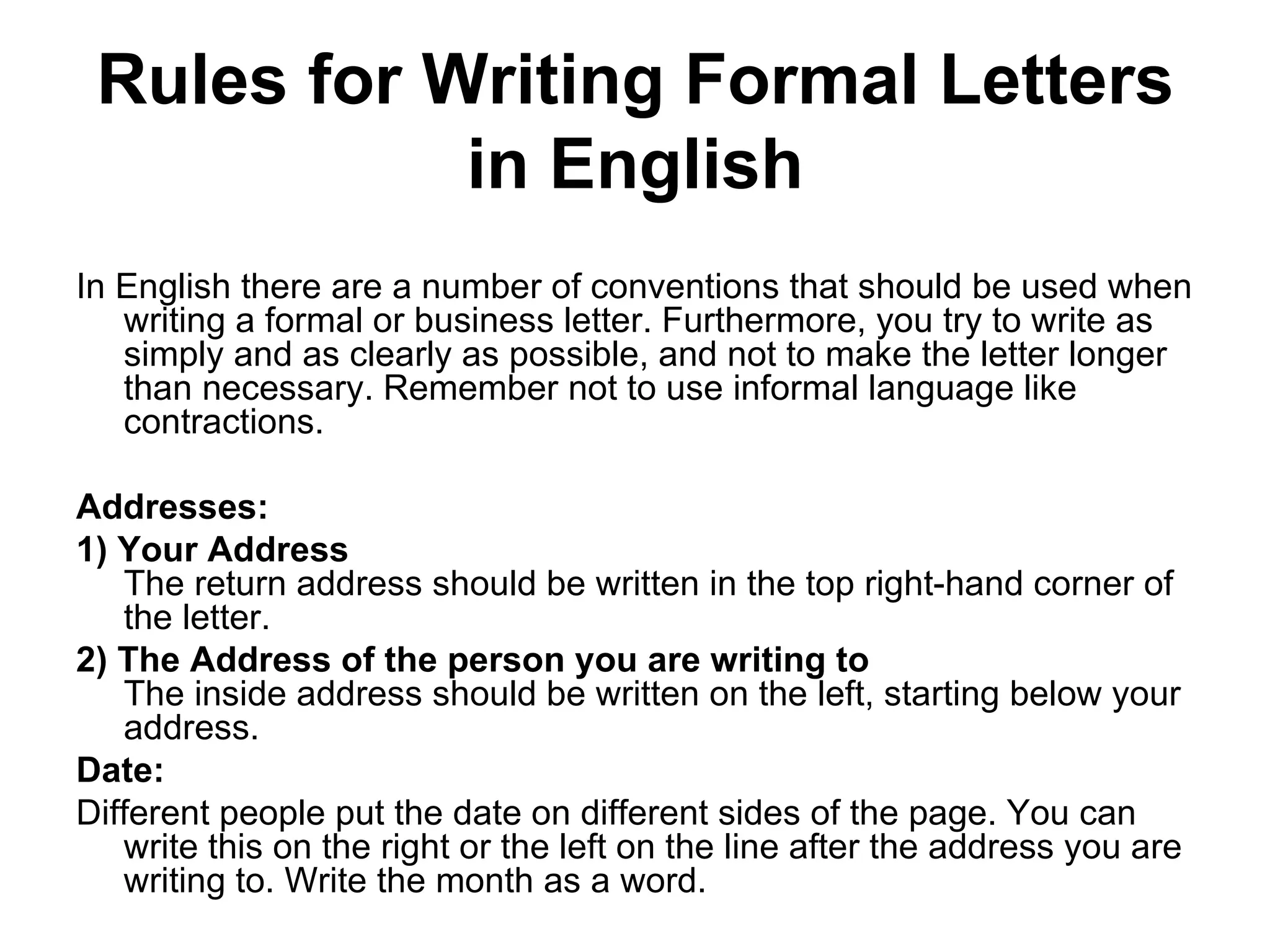 Writing a formal letter | PPT