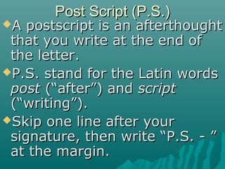 Writing a friendly letter | PPT