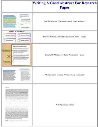 Writing A Good Abstract For Research Paper | PDF