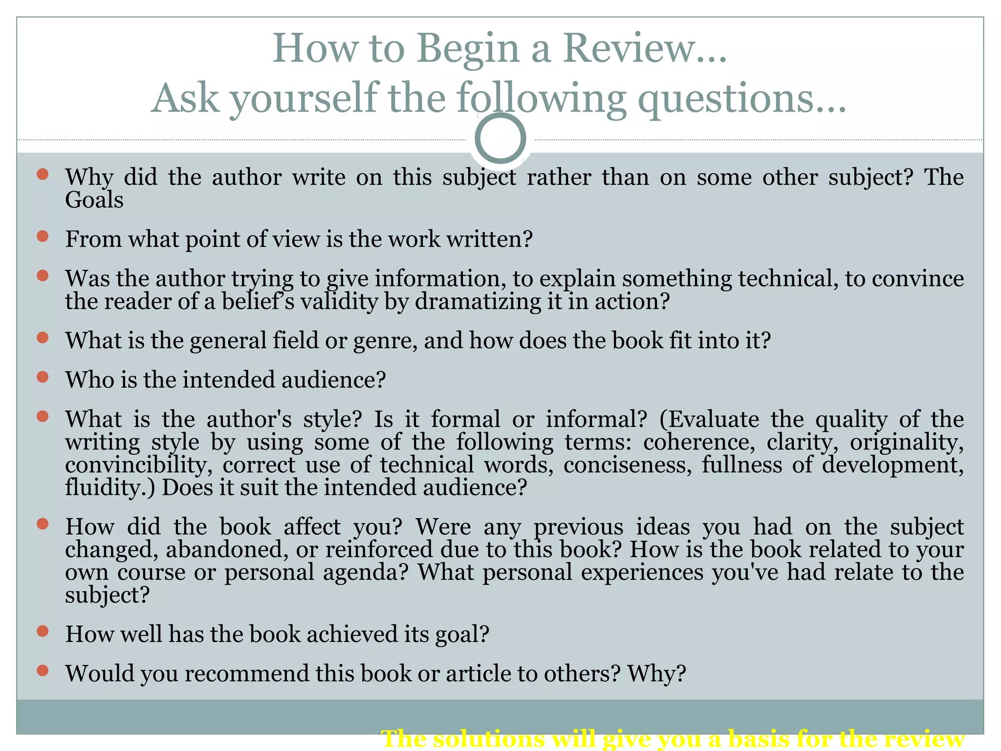 Writing a good book review | PPT