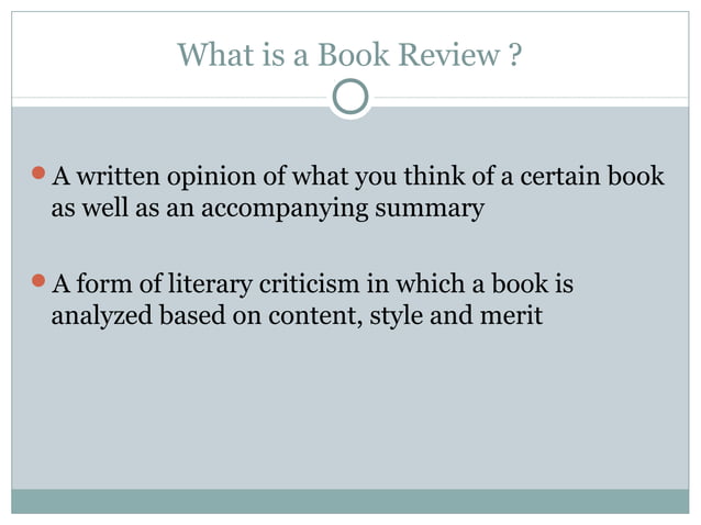 Writing a good book review | PPT