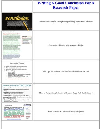Writing A Good Conclusion For A Research Paper | PDF