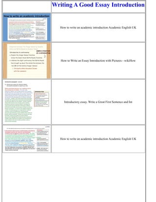 Writing A Good Essay Introduction | PDF