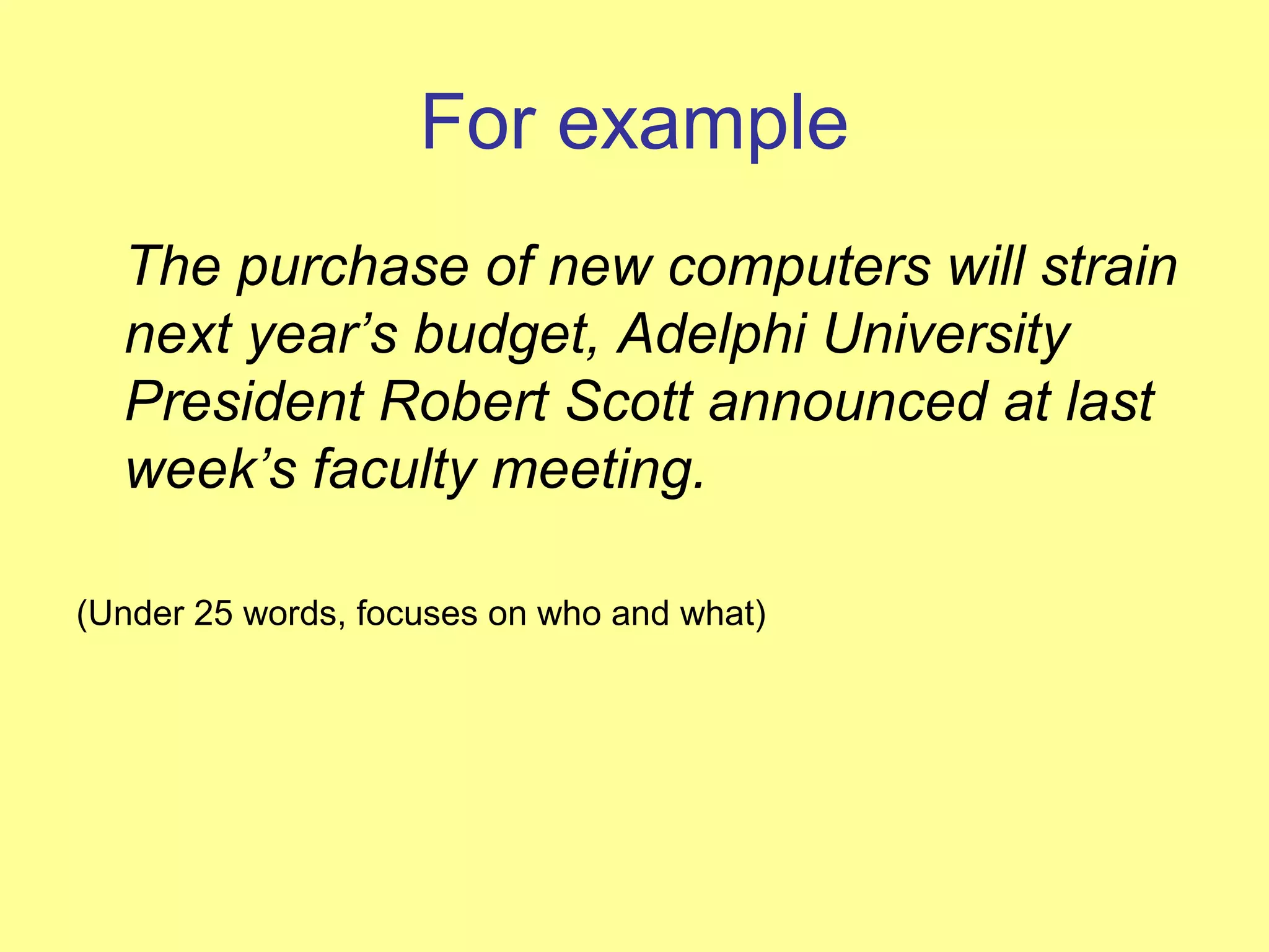 Writing a good lead or lede | PPT