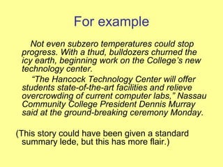 Writing a good lead or lede | PPT