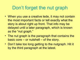 Writing a good lead or lede | PPT