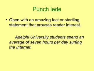 Writing a good lead or lede | PPT