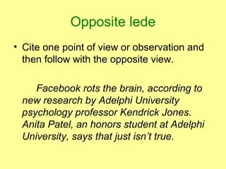 Writing a good lead or lede | PPT