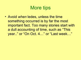 Writing a good lead or lede | PPT