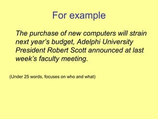 Writing a good lead or lede | PPT