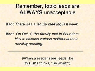 Writing a good lead or lede | PPT