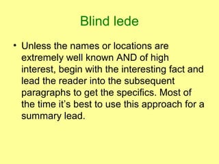 Writing a good lead or lede | PPT