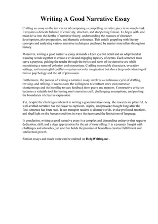 Writing A Good Narrative Essay. Free Narrative Essay Examples - Samples ...