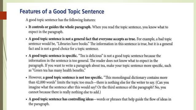 Writing a good topic sentence | PPTX