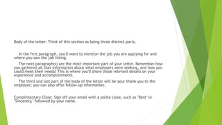 Writing a job application letter | PPTX
