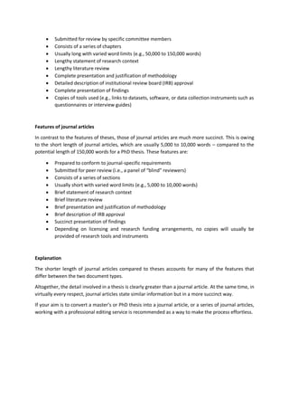 Writing a journal article vs writing a thesis | PDF | Postgraduate ...