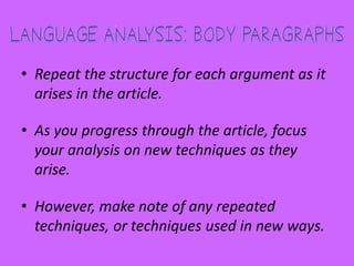 Writing a Language Analysis Essay (Revision) | PDF