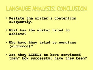 Writing a Language Analysis Essay (Revision) | PDF